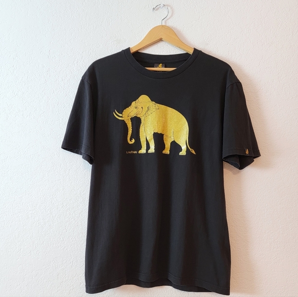 Vintage | Shirts | Vintage Thailand Elephant Y2k Thai Gold Black ...